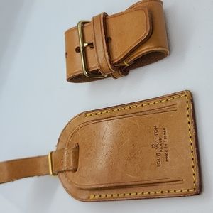 Louis Vuitton | Accessories | Louis Vuitton Brown Leather Name Tag And ...
